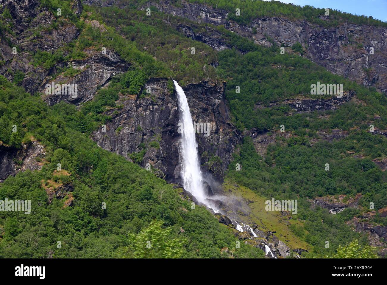 Mountains and valleys along Flamsbana, The Flam Railway, Norway Stock ...