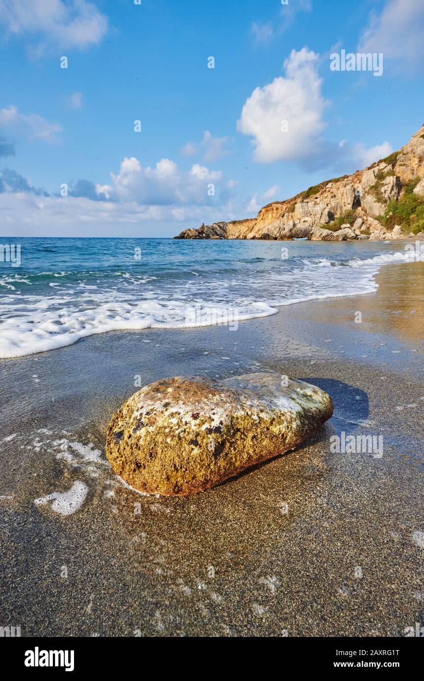 Landscape, pebble at the seaside at Preveli beach, Crete, Greece Stock ...