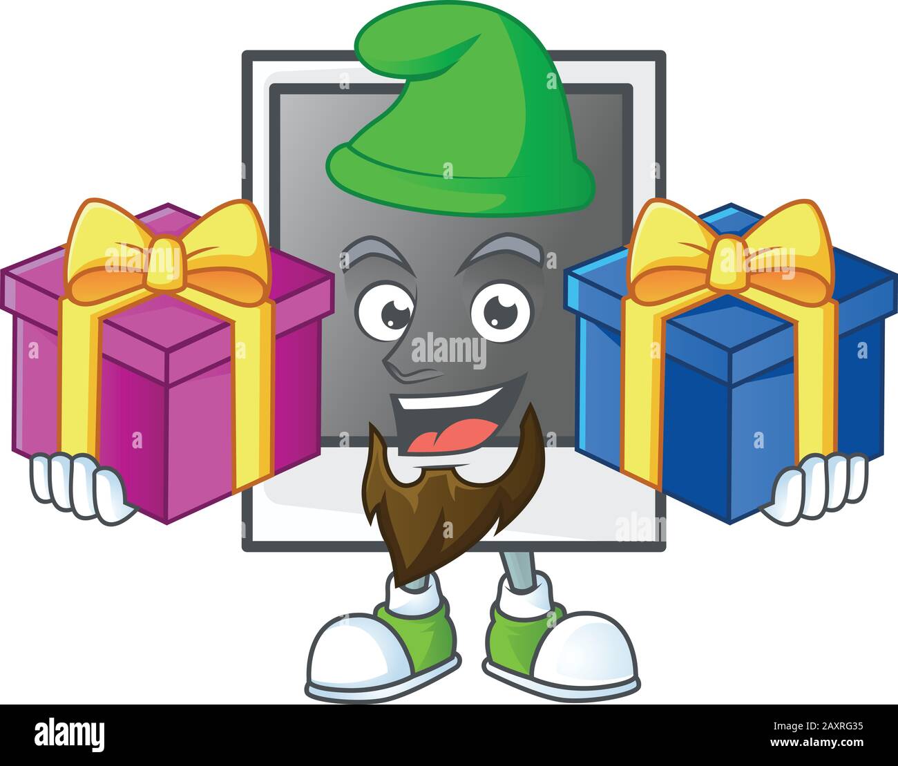 A charming empty polaroid photo frame cartoon mascot style with two ...