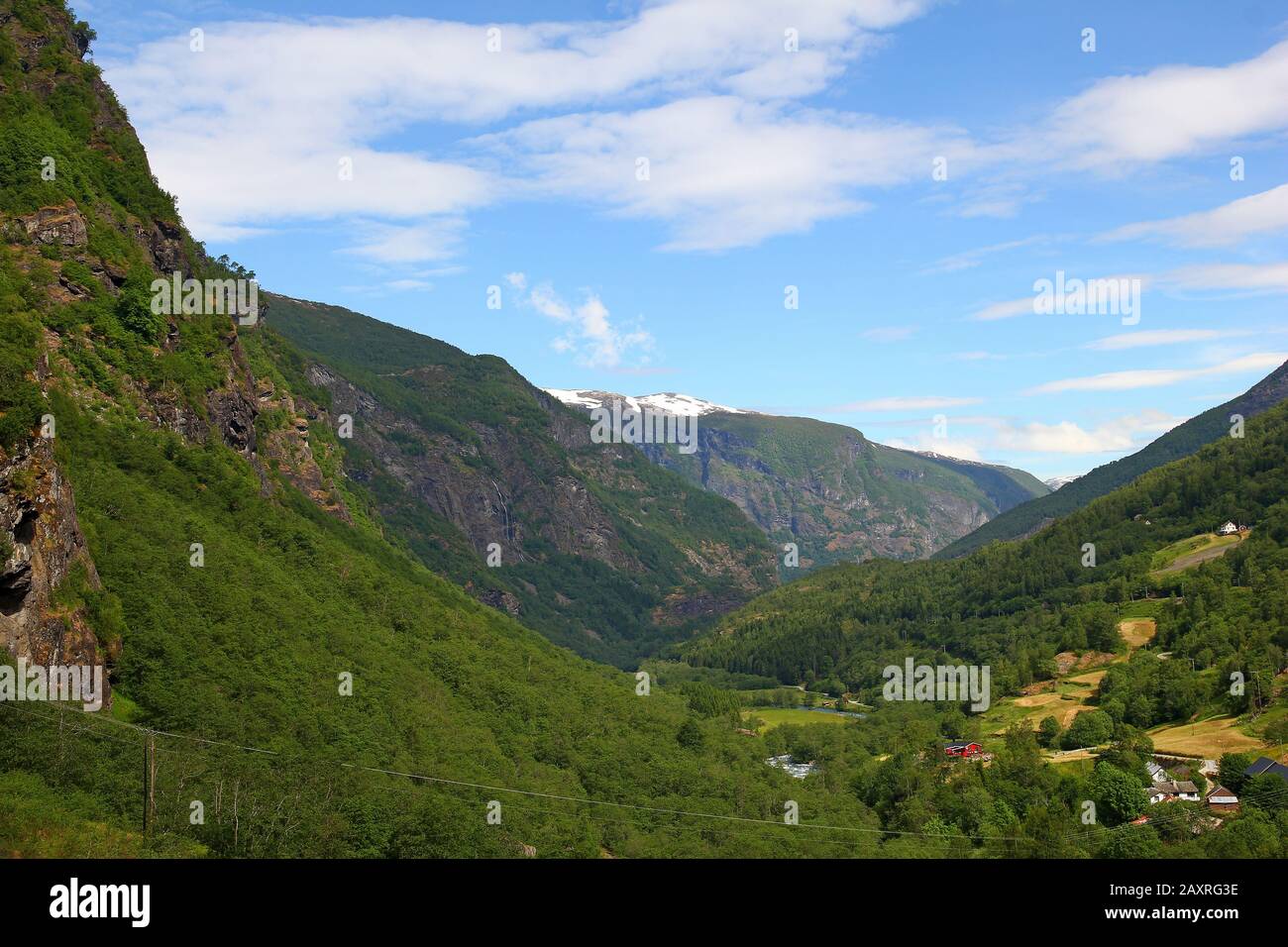 Mountains and valleys along Flamsbana, The Flam Railway, Norway Stock ...