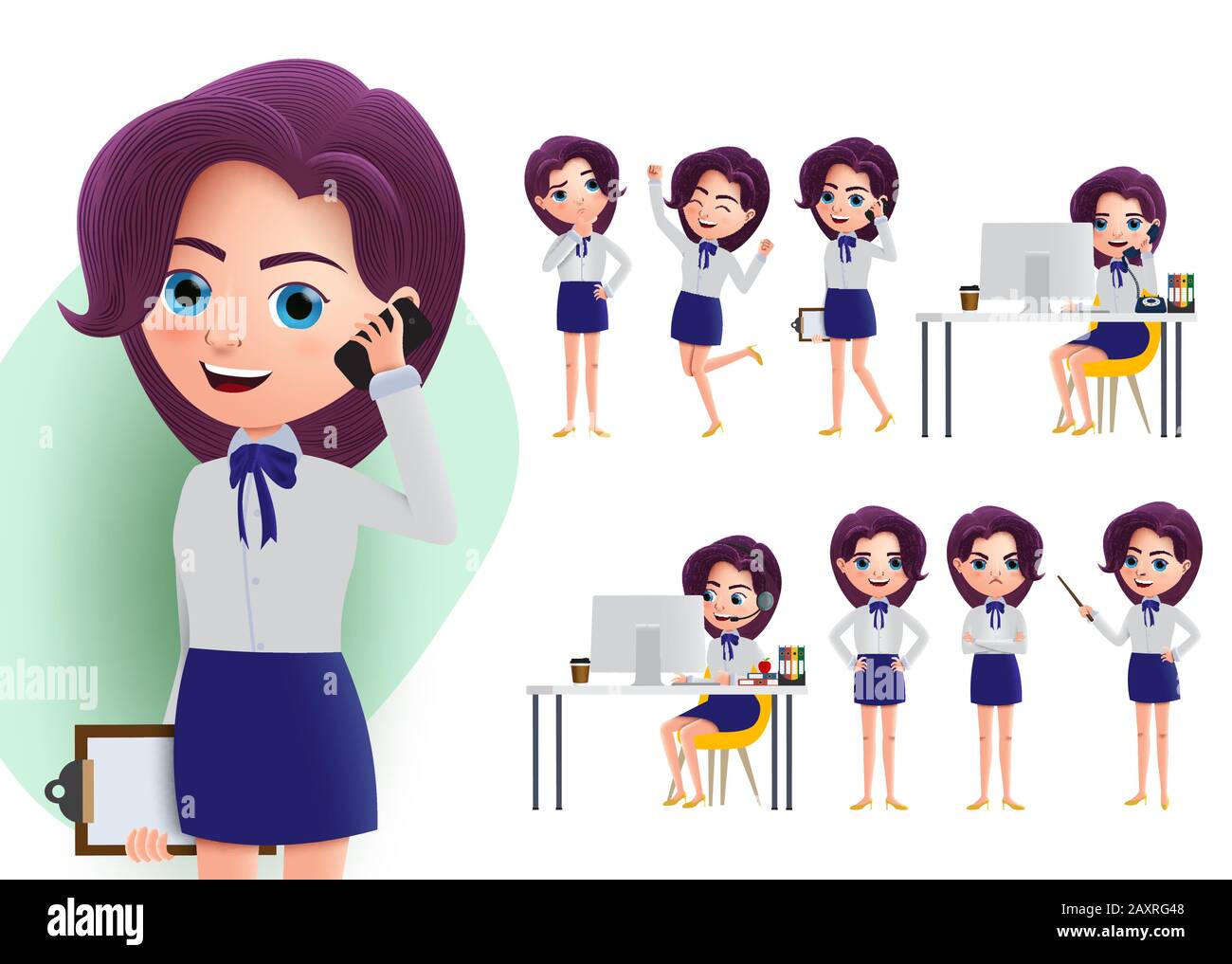 Female business employee character vector set. Business characters of ...