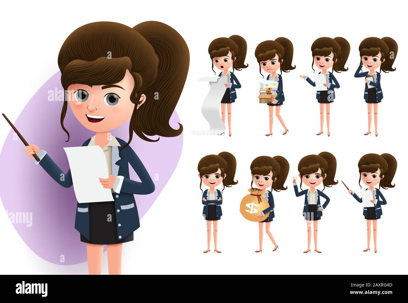 Female teaching vector character set. Professional business characters ...