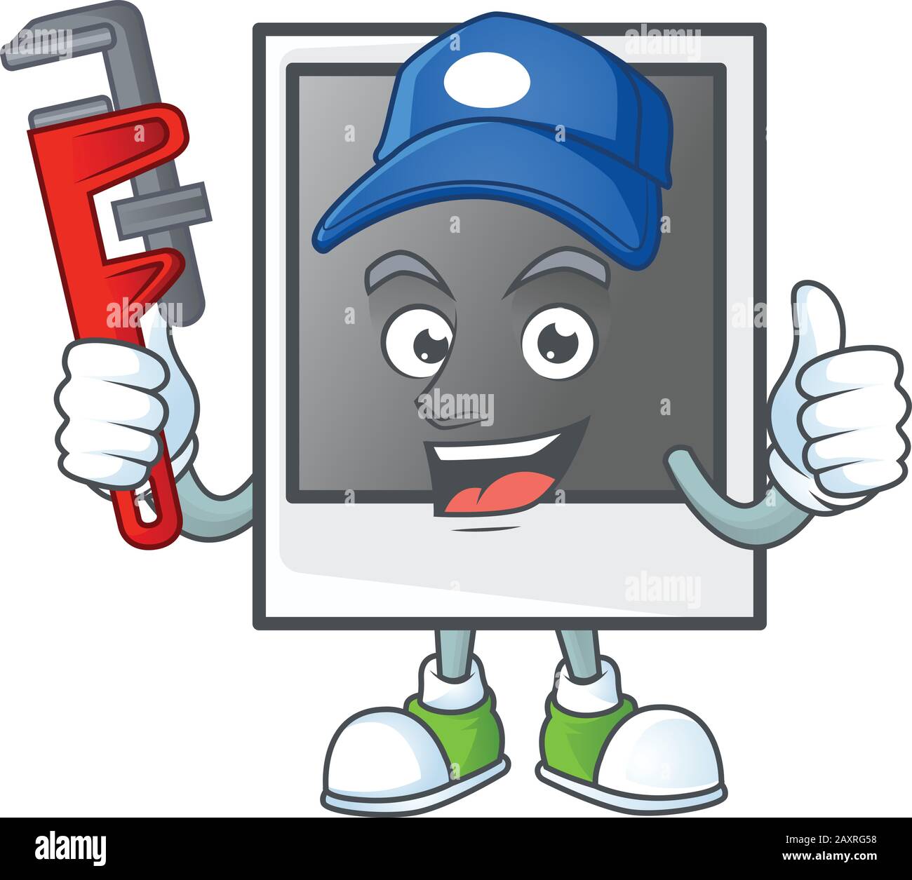 Smiley Plumber empty polaroid photo frame on mascot picture style Stock ...