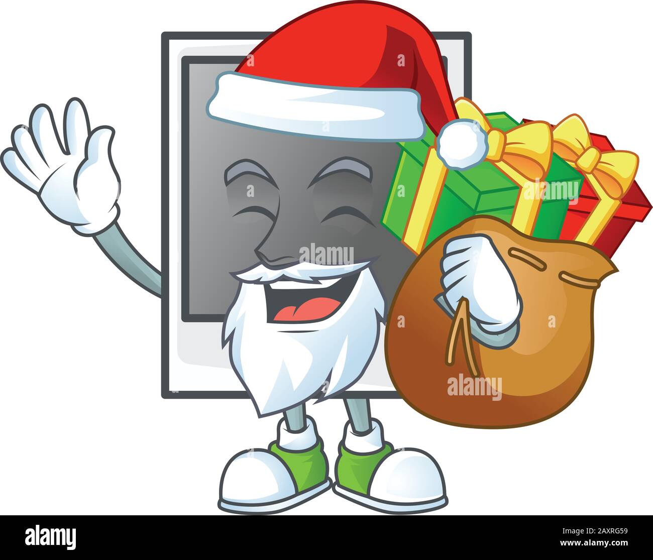 Santa empty polaroid photo frame Cartoon design having a sack of gifts ...