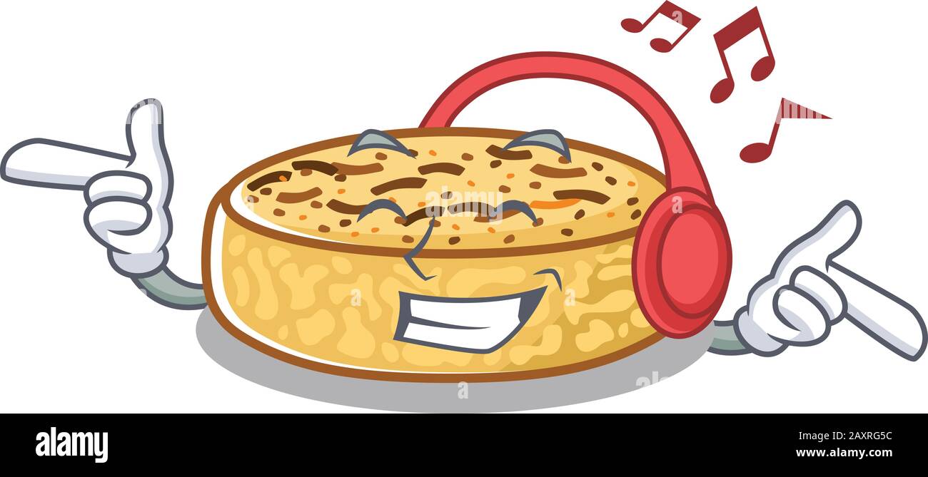 Listening music crumpets cartoon in character concept Stock Vector ...