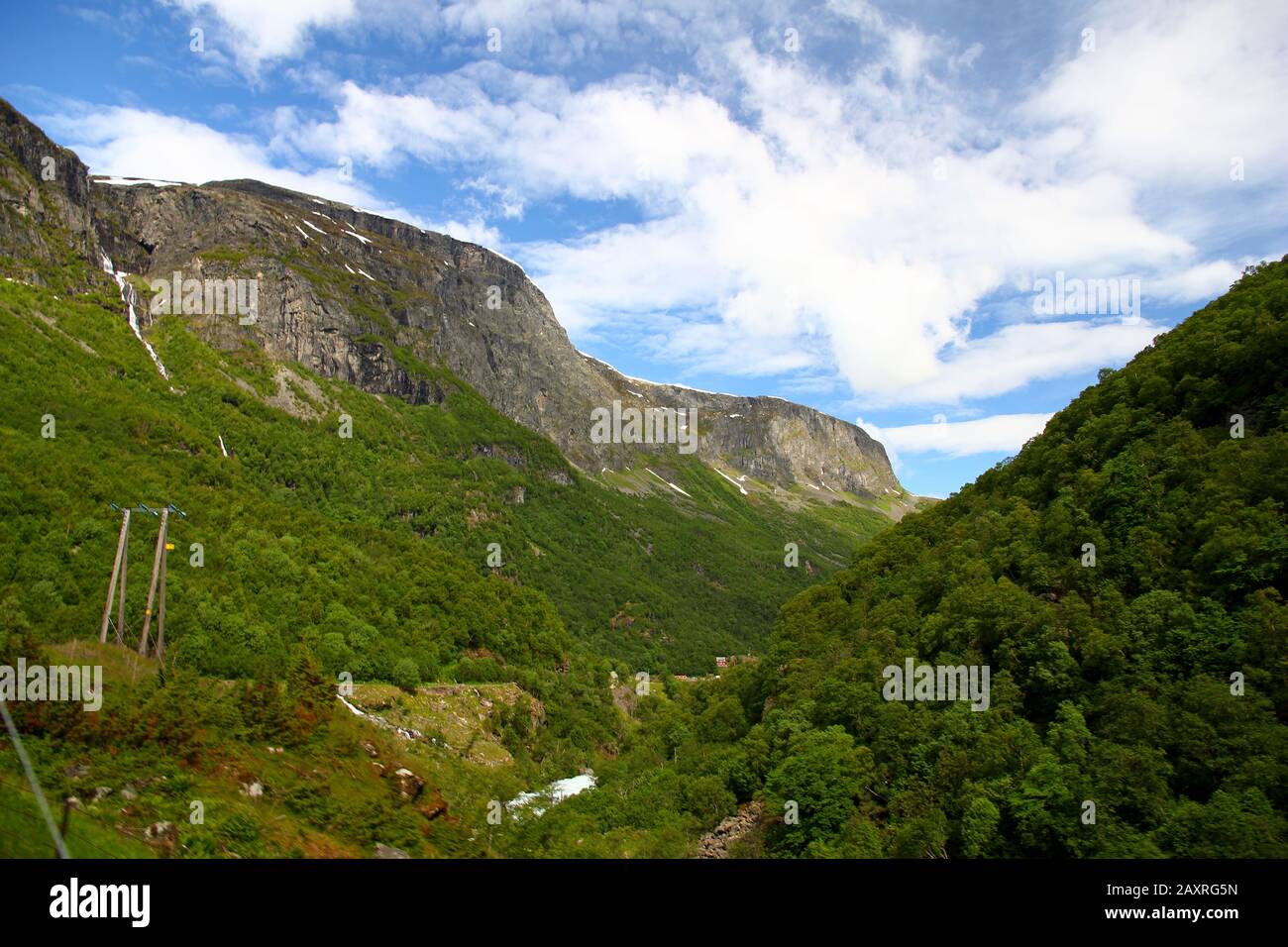 Mountains and valleys along Flamsbana, The Flam Railway, Norway Stock ...