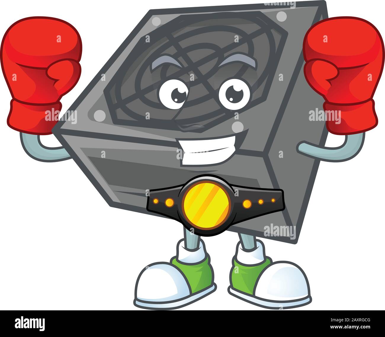 A sporty Boxing power supply unit black color cartoon character design ...