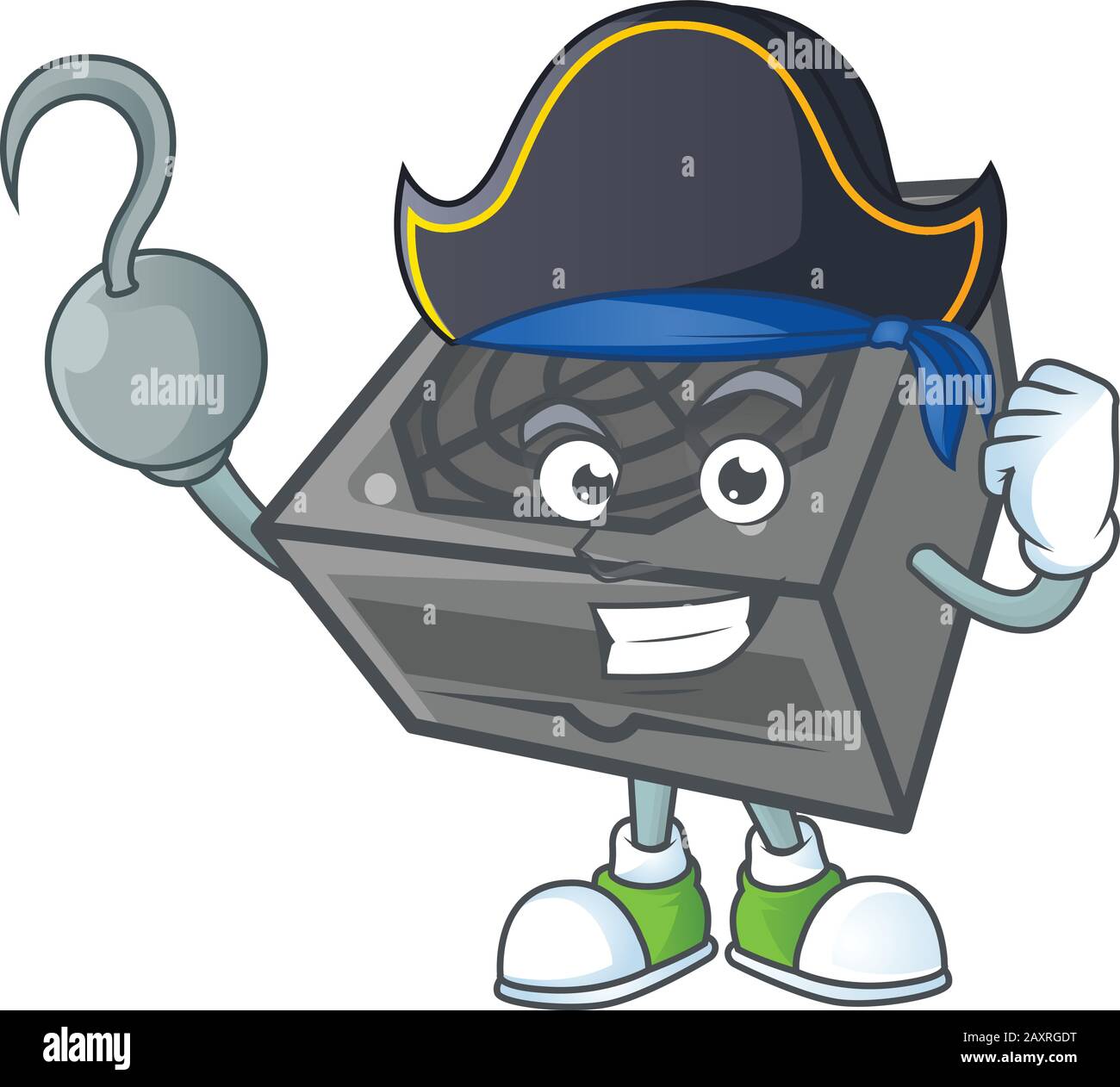 Calm one hand Pirate power supply unit black color mascot design ...