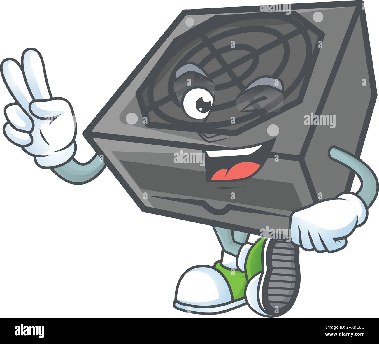 Cute cartoon mascot picture of power supply unit black color with two ...