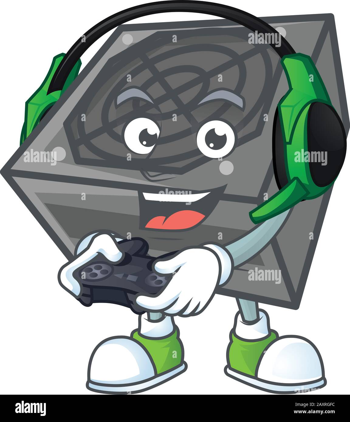 Power supply unit black color cartoon picture play a game with ...