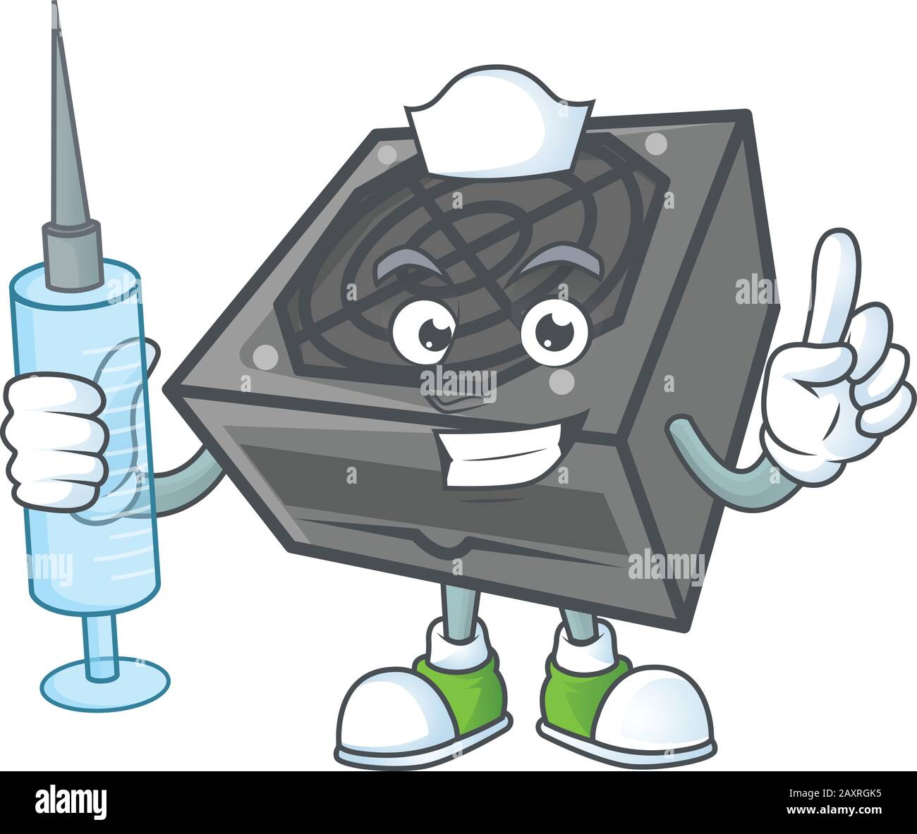 Smiley Nurse power supply unit black color cartoon character with a ...