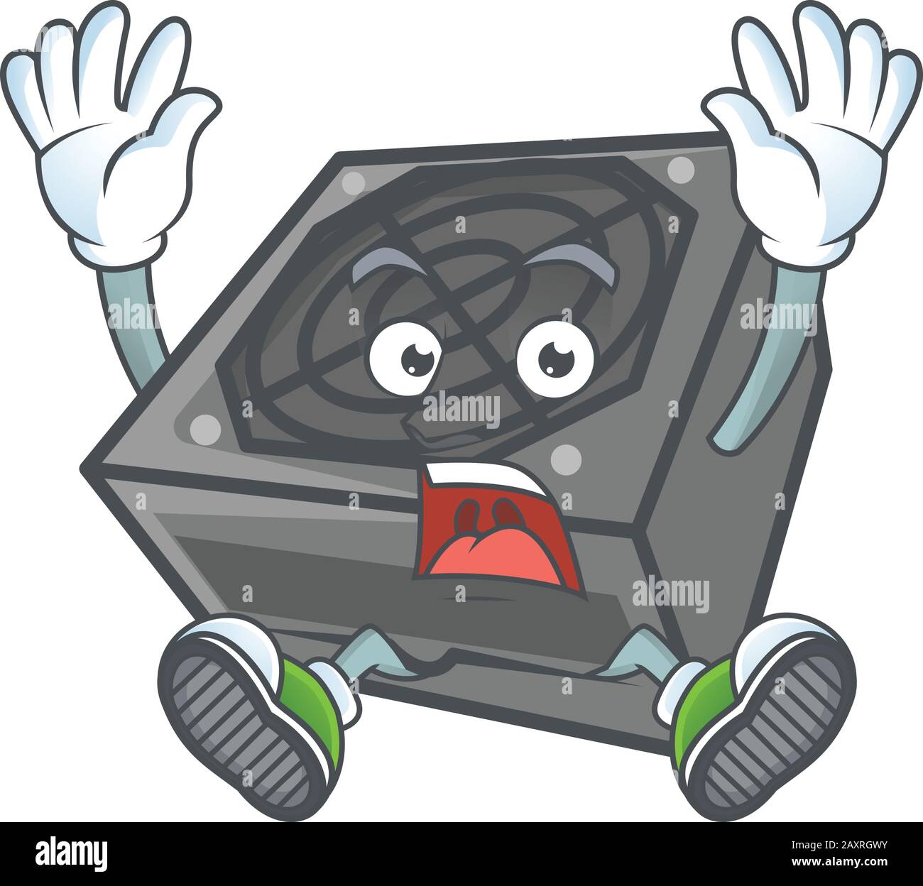 A picture of power supply unit black color cartoon design with shocking ...