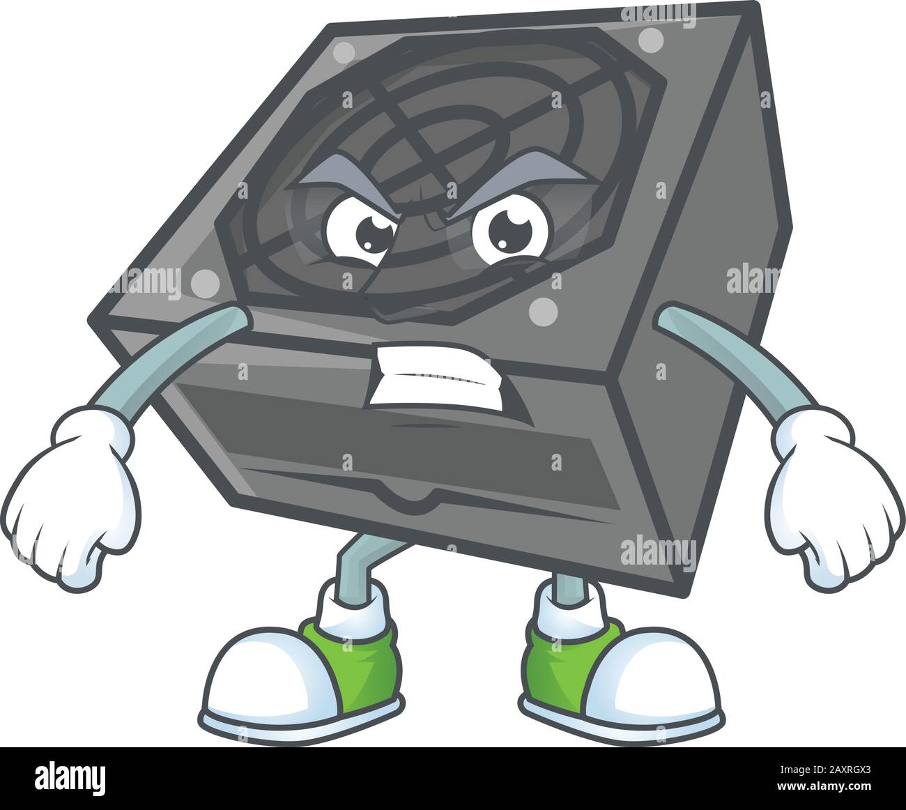 cartoon character of power supply unit black color with angry face ...