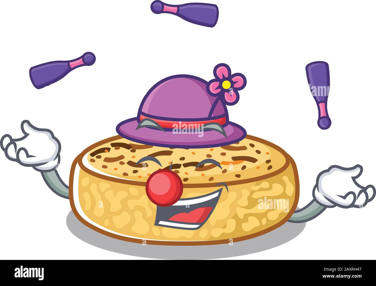 a lively crumpets cartoon character design playing Juggling Stock ...