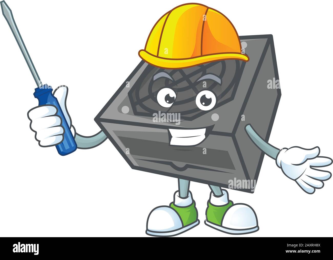 Smart automotive power supply unit black color in cartoon character ...