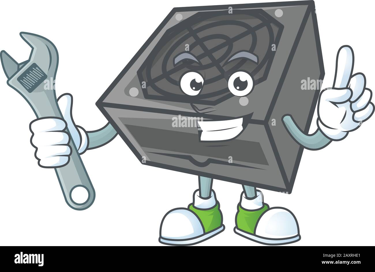 happily Mechanic power supply unit black color cartoon character design ...