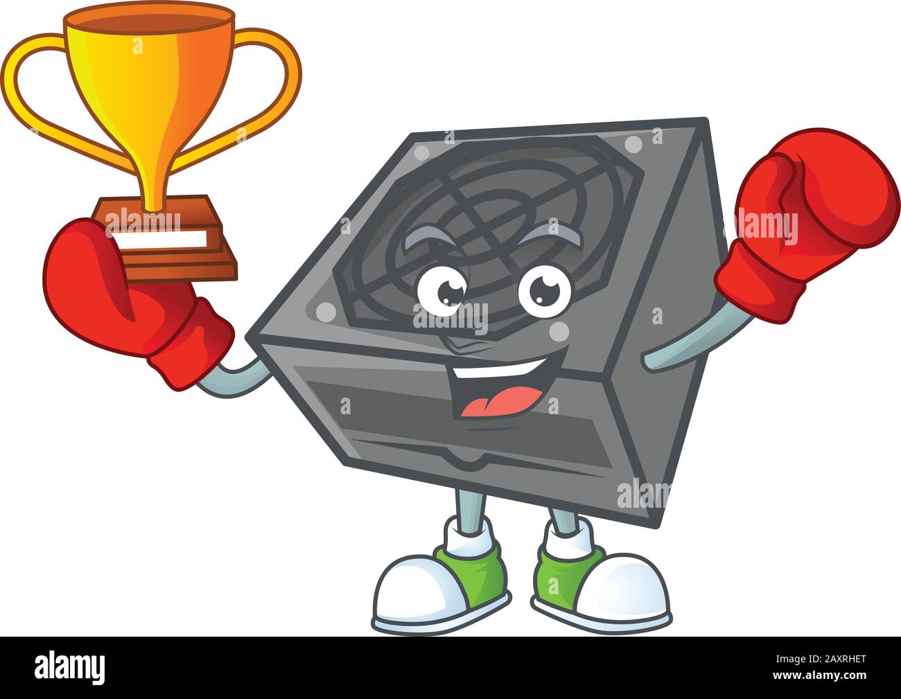 Super cool Boxing winner of power supply unit black color in mascot ...