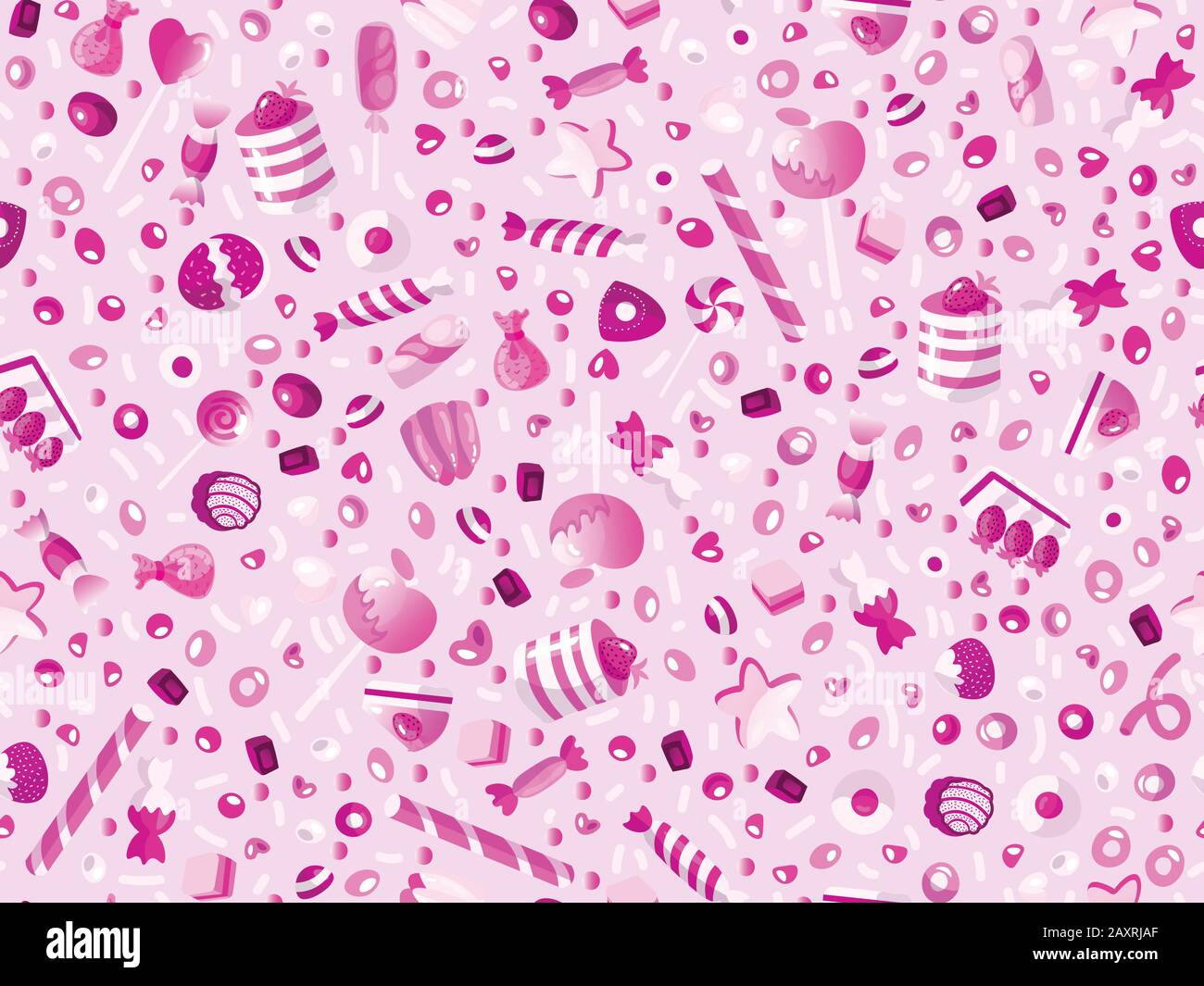 Cute seamless pattern with colorful sweets, cakes, lollipops. Cartoon ...