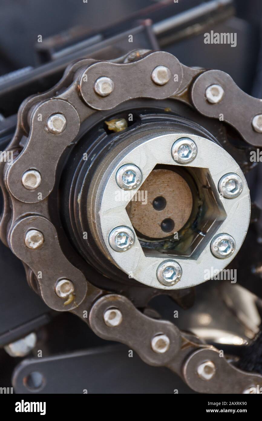 Timing chain in car or other industrial machinery. Technology and part ...
