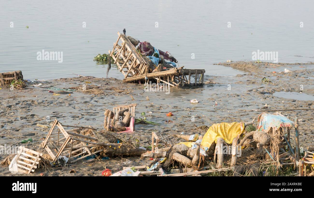 Ganges River Water Pollution the Polluted holy Ganga riverbank by ...