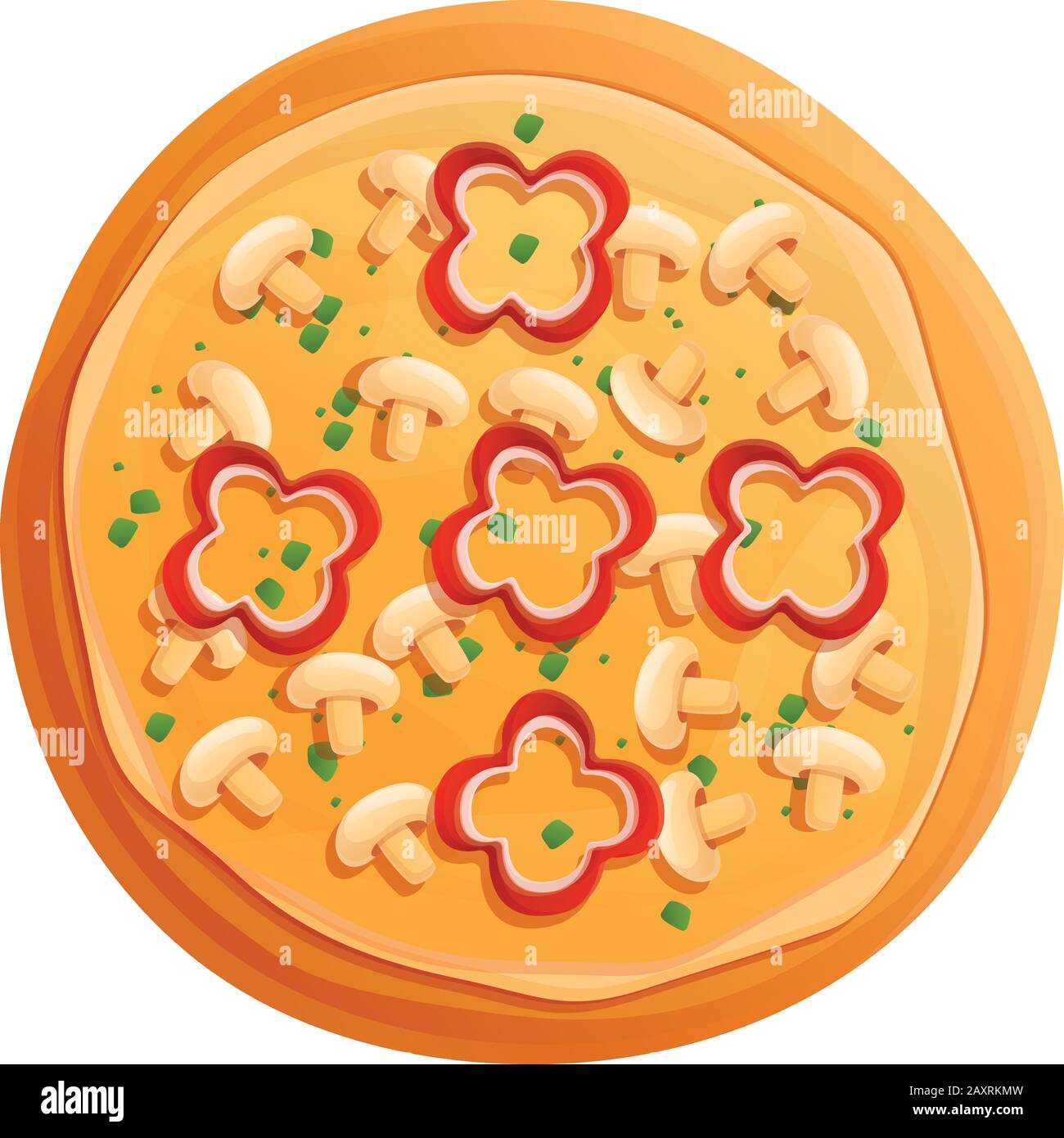 Vegetarian mushroom pizza icon. Cartoon of vegetarian mushroom pizza ...