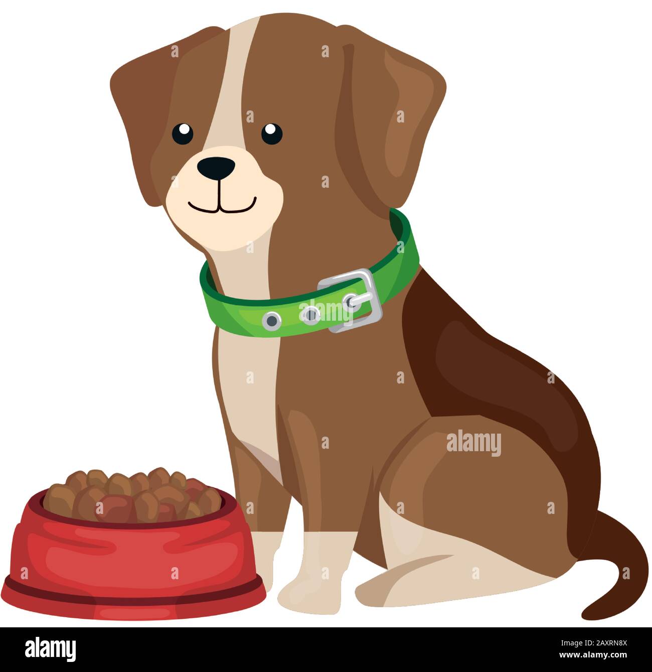 cute dog with dish food isolated icon Stock Vector Image & Art - Alamy