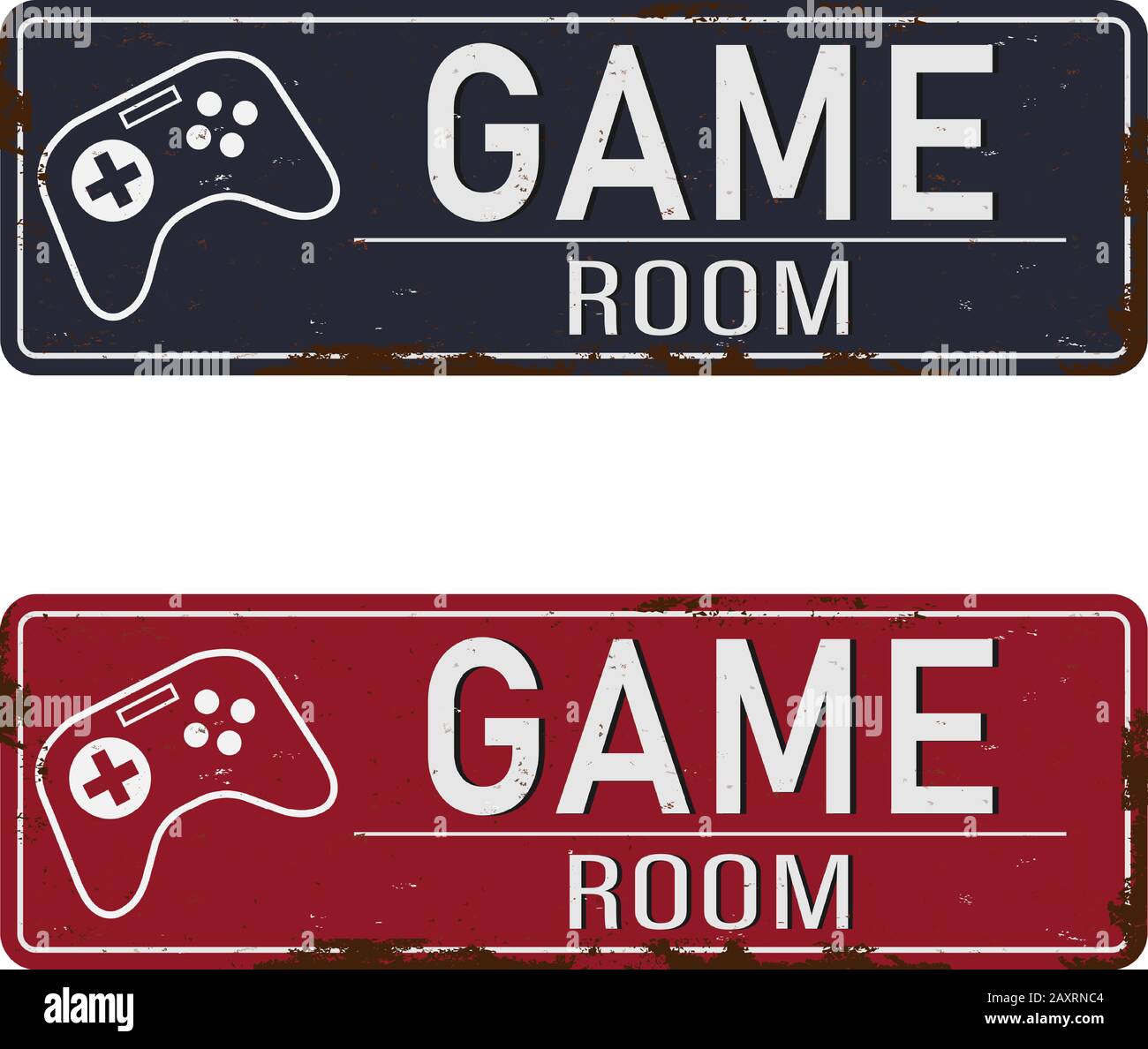 Game room vintage rusty metal sign on a white background, vector ...