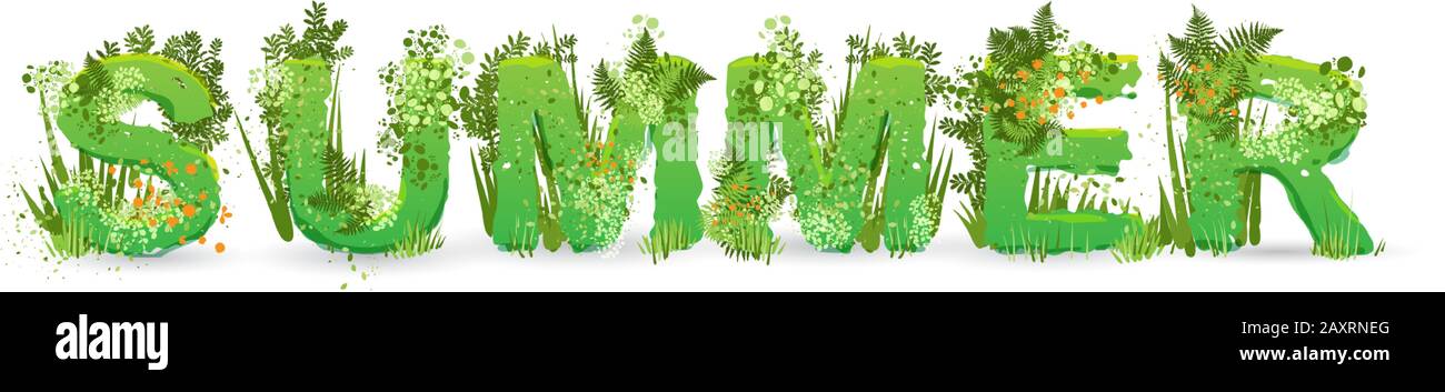 Vector illustration of word Summer with capital letters stylized as a ...