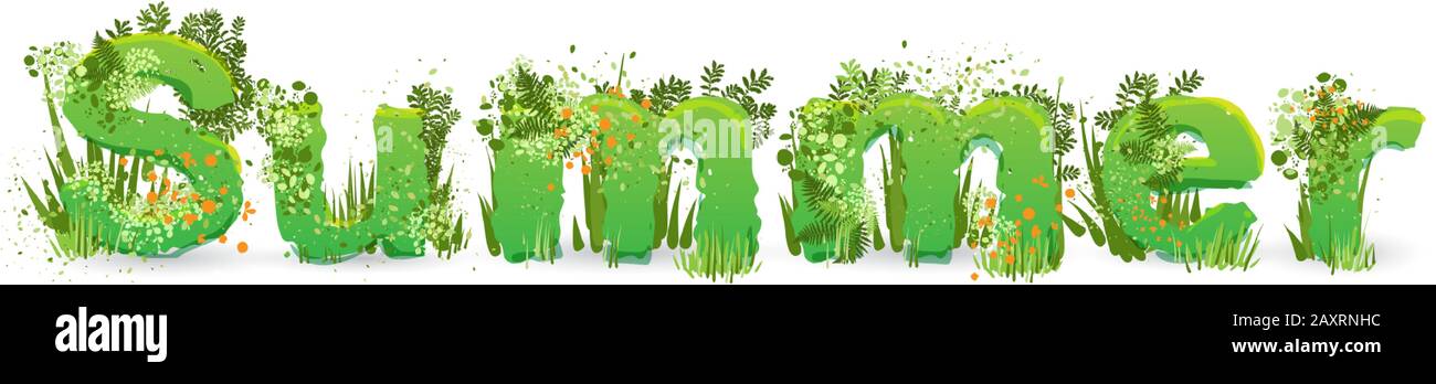 Vector illustration of word Summer with capital letters stylized as a ...