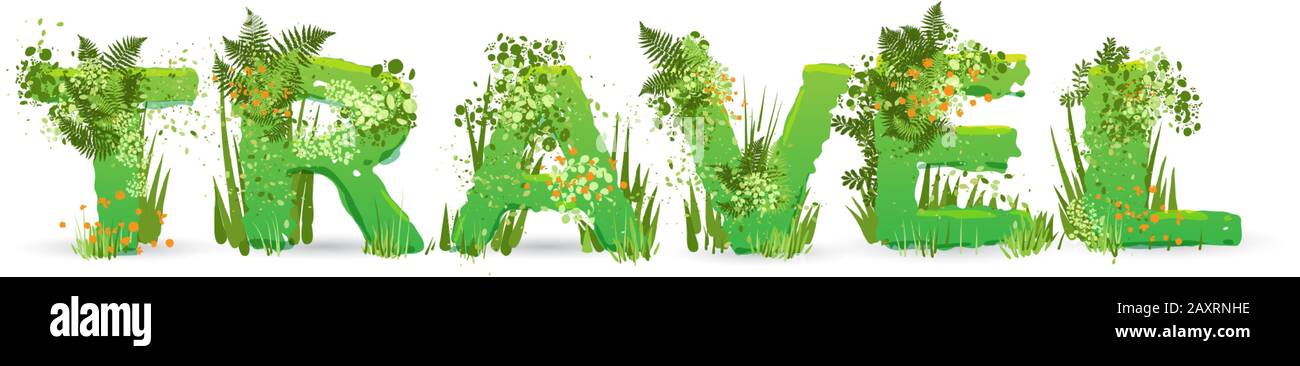 Vector illustration of word Travel with capital letters stylized as a ...