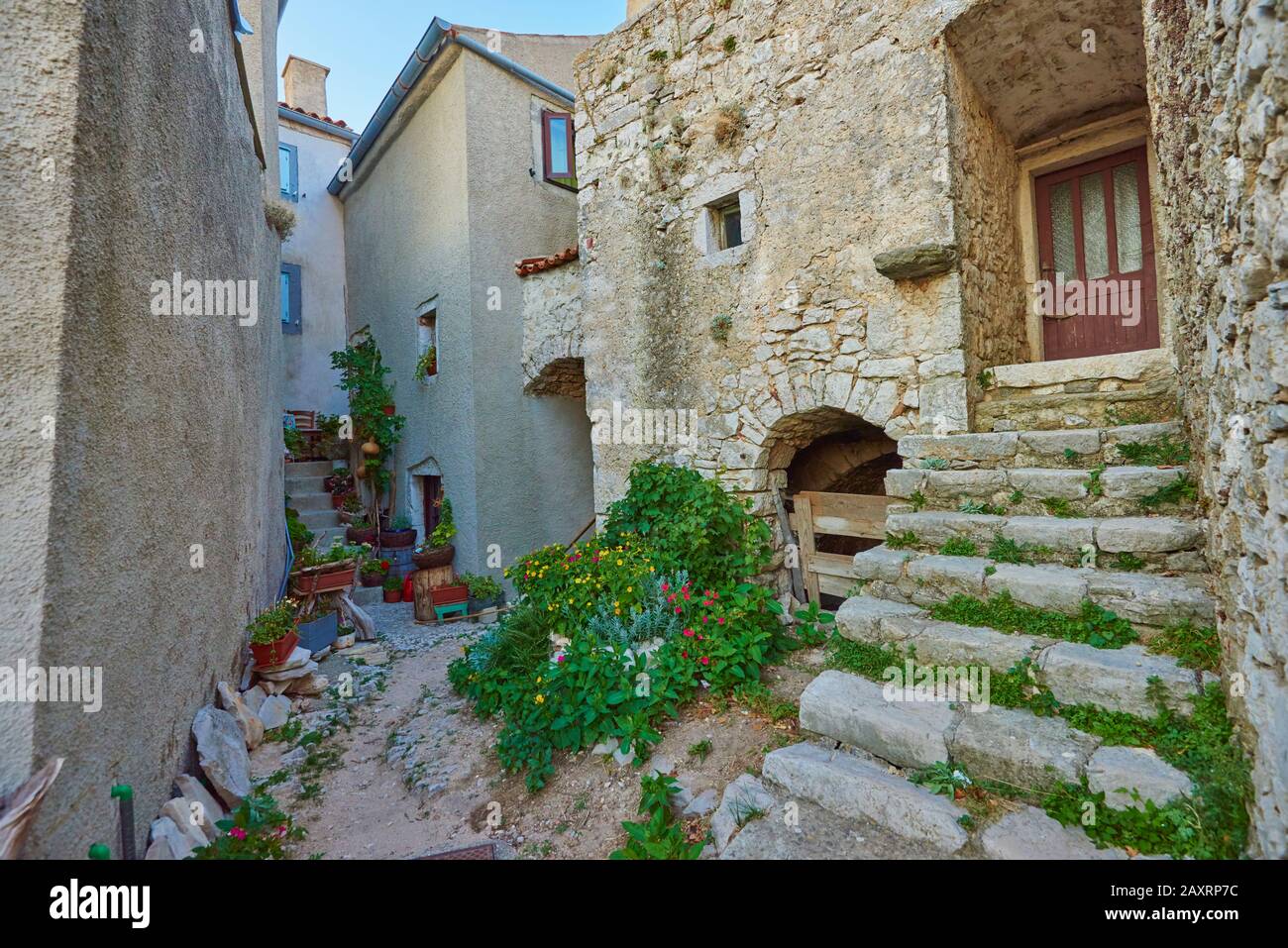 Landscape, village, stairs, Lubenice, Cres, Croatia, Europe Stock Photo ...