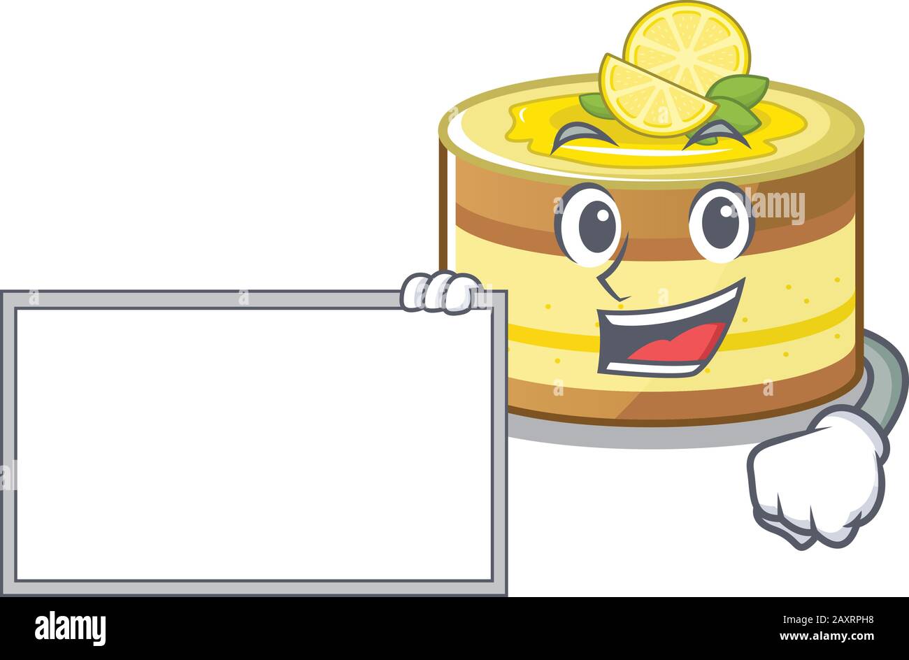cartoon character of lemon cake design concept bring a board Stock ...