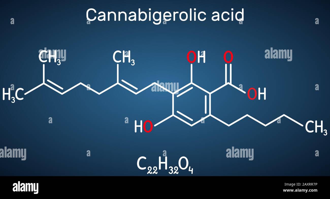 Cannabigerolic acid, CBGA, molecule. It is cannabinoid, precursor ...