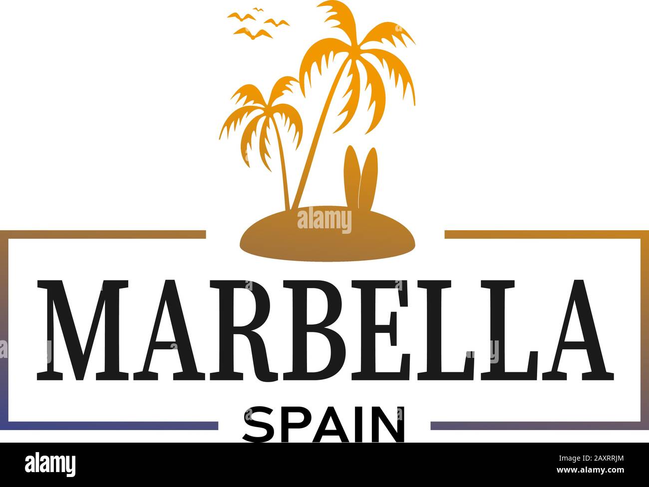 Marbella beach frame logo design on a white background Stock Vector ...