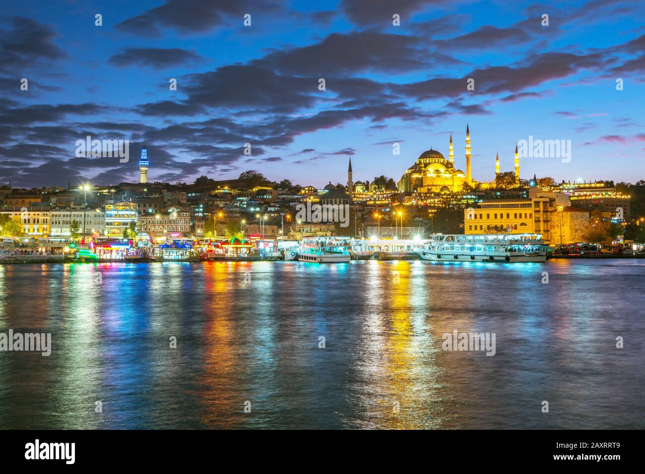 Istanbul cityscape skyline at night in Istanbul, Turkey Stock Photo - Alamy