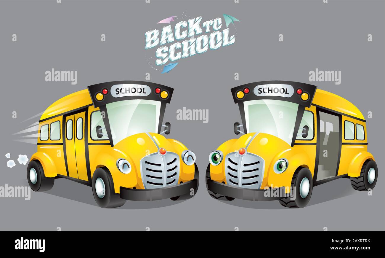 Back to school's vector. With cute cartoon school bus. Isolated ...