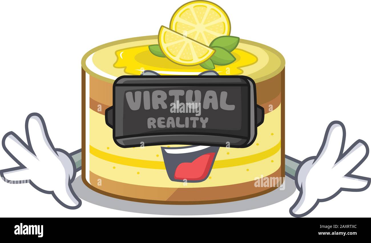 A Picture of lemon cake character wearing Virtual reality headset Stock ...