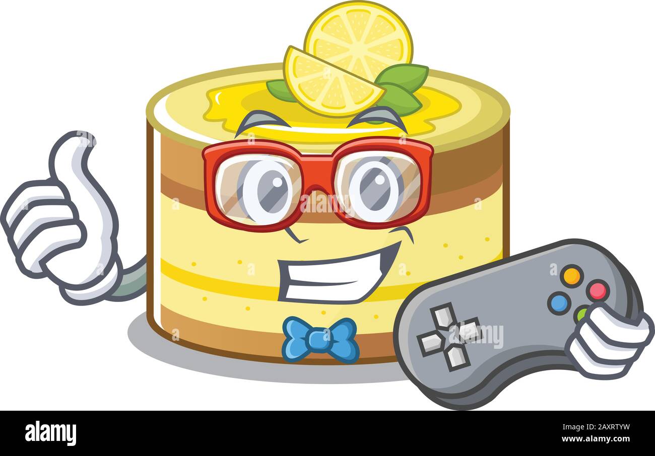 Smiley gamer lemon cake cartoon mascot style Stock Vector Image & Art ...