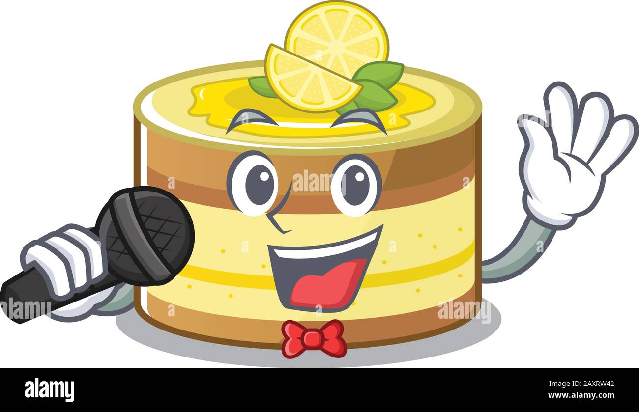 Happy lemon cake singing on a microphone Stock Vector Image & Art - Alamy
