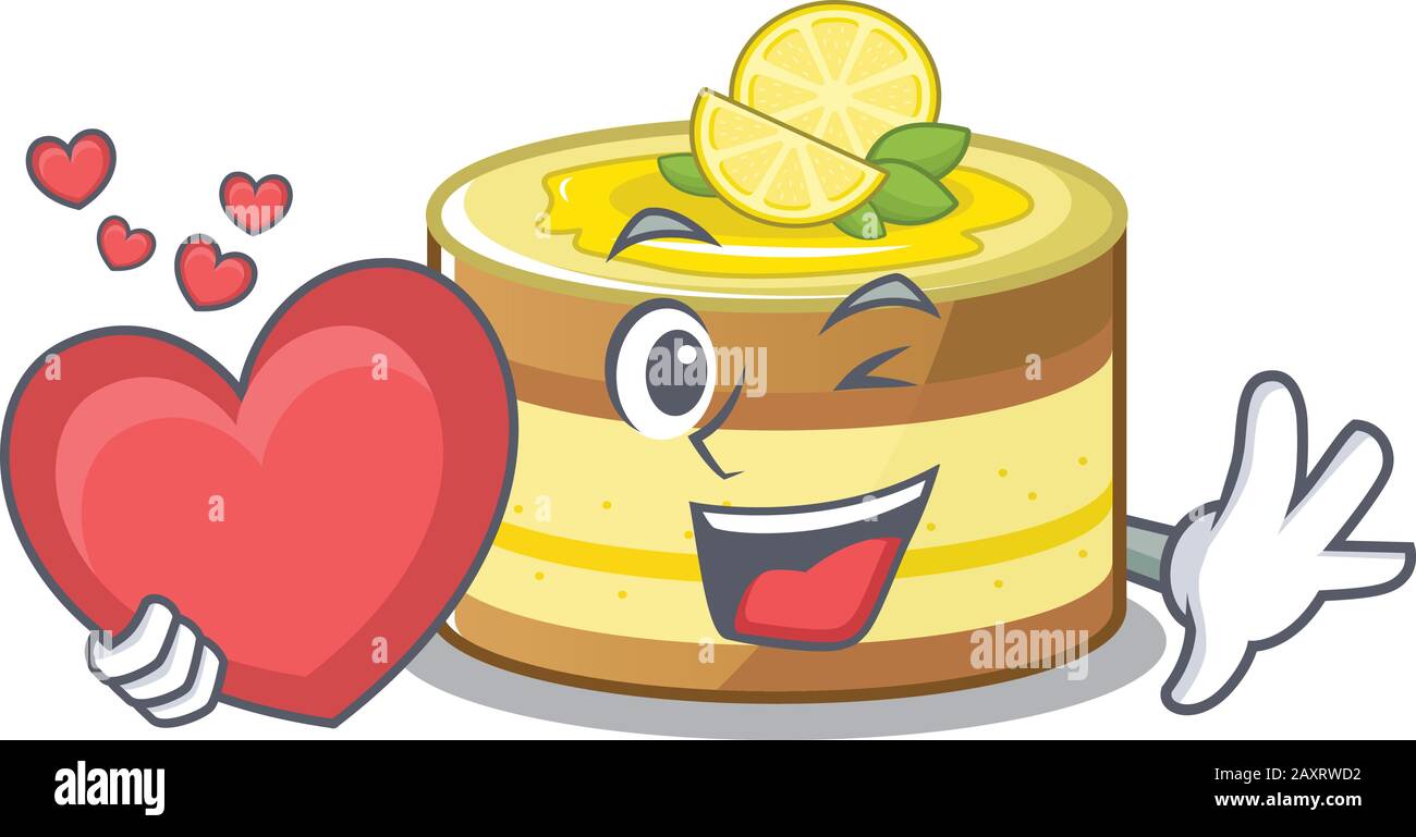 Romantic lemon cake cartoon picture holding a heart Stock Vector Image ...