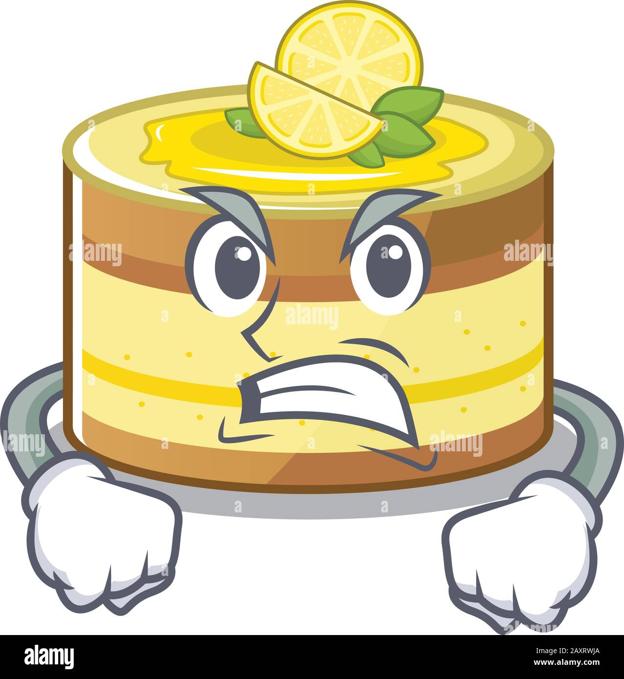 Lemon cake cartoon character style having angry face Stock Vector Image ...