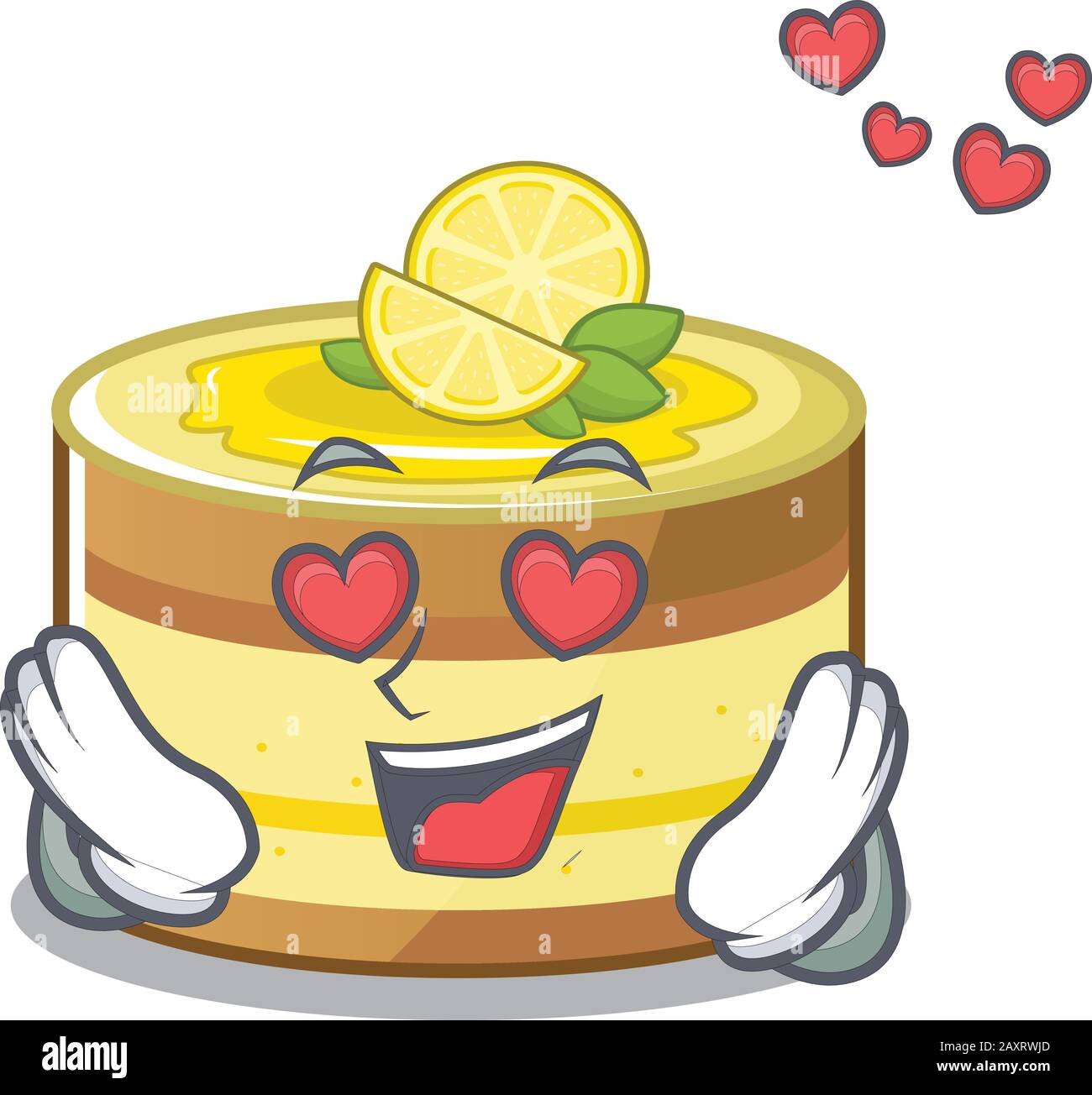 Romantic falling in love lemon cake cartoon character concept Stock ...