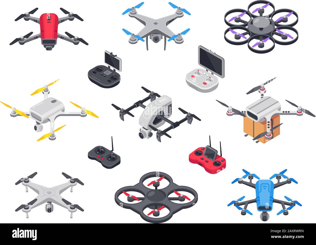 Remote control flying copter with camera. Radio controllers Stock ...