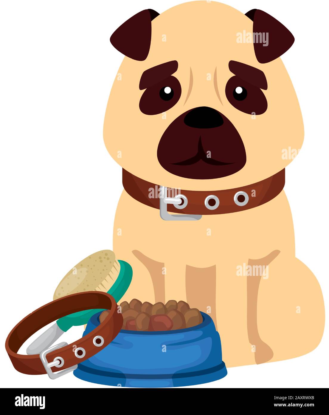 cute dog with dish food and icons Stock Vector Image & Art - Alamy