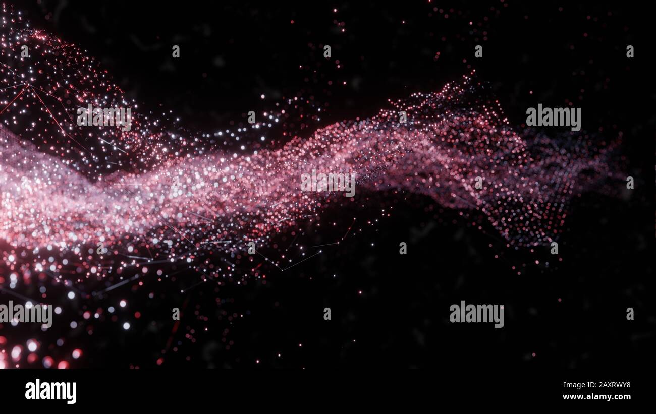 Plexus of abstract glow dots on a black background. Loop animations. 3D ...