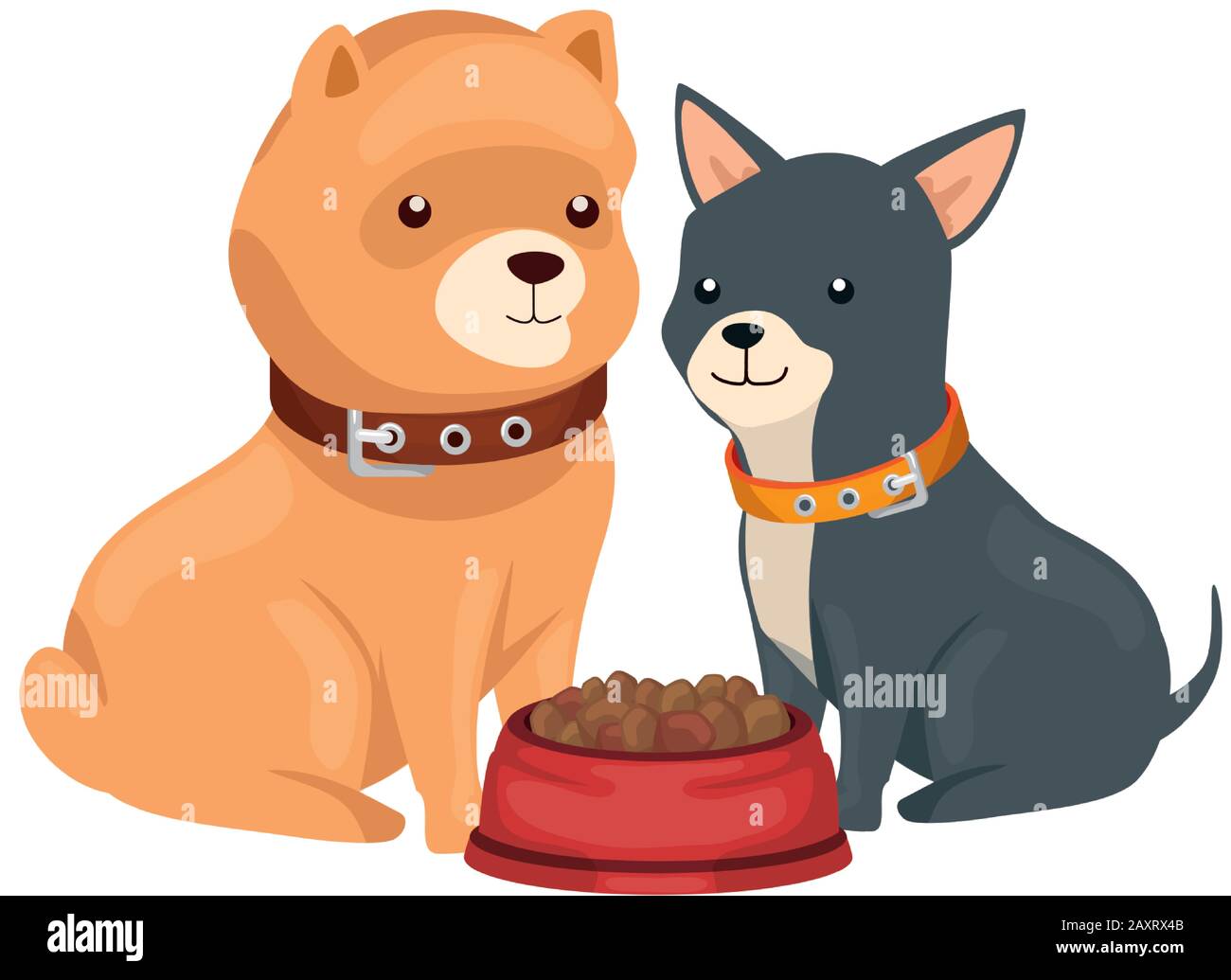 cute dogs with dish food isolated icon Stock Vector Image & Art - Alamy