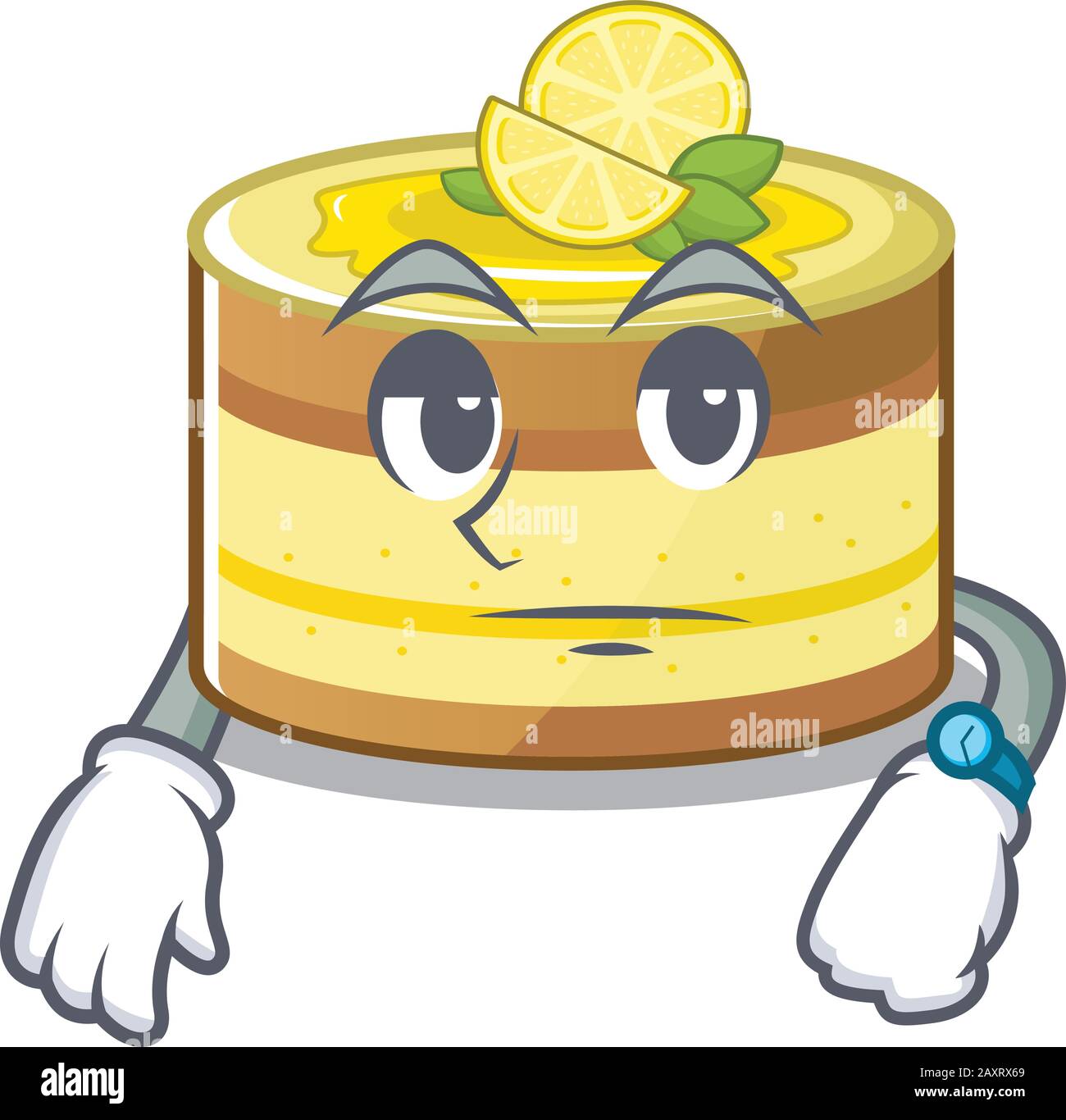 cartoon character design of lemon cake on a waiting gesture Stock ...