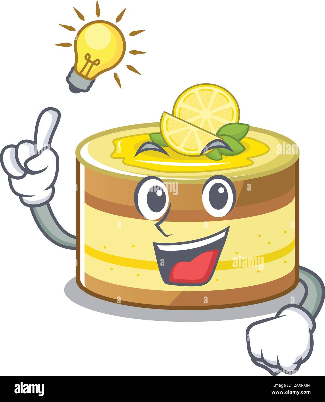 a clever lemon cake cartoon character style have an idea gesture Stock ...