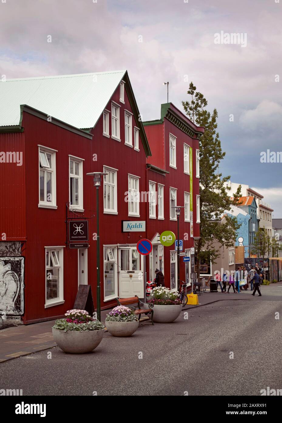 Shopping Street, City, Iceland, Reykjavik, Capital, Europe Stock Photo ...