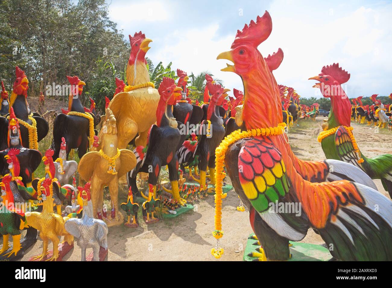 Chicken statues associated with The Chicken Temple { Ai Kai Wat Chedi ...